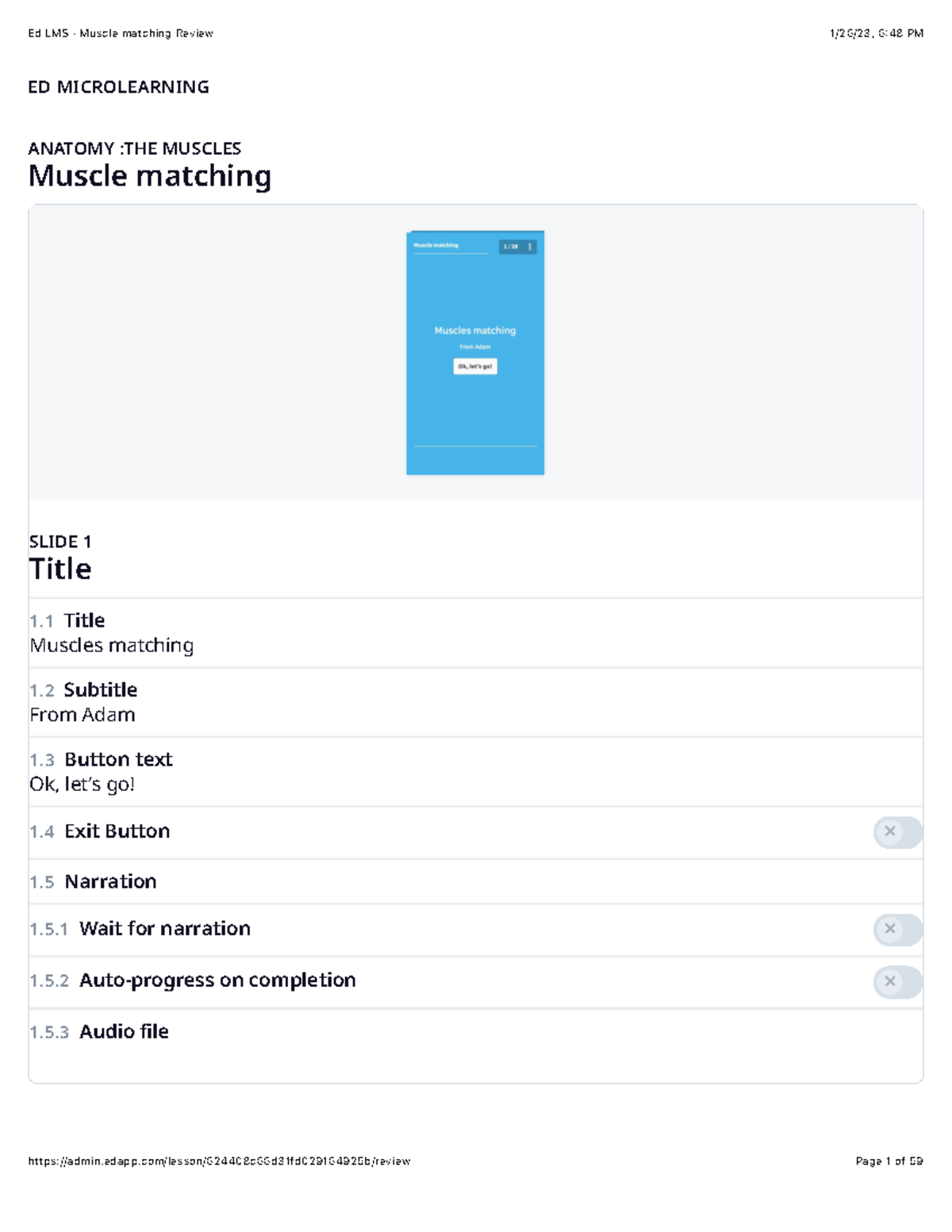Muscle matching Review - ED MICROLEARNING ANATOMY :THE MUSCLES Muscle ...