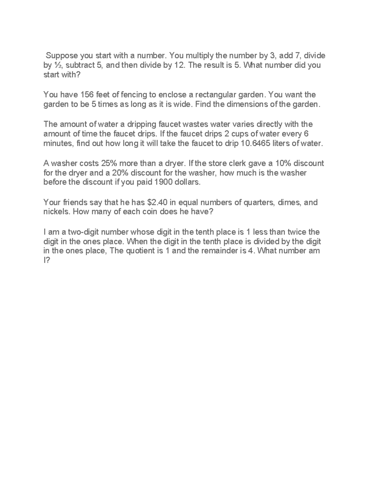 IMP ALGEBRA QUESTIONS FOR IBA TEST - Suppose you start with a number ...