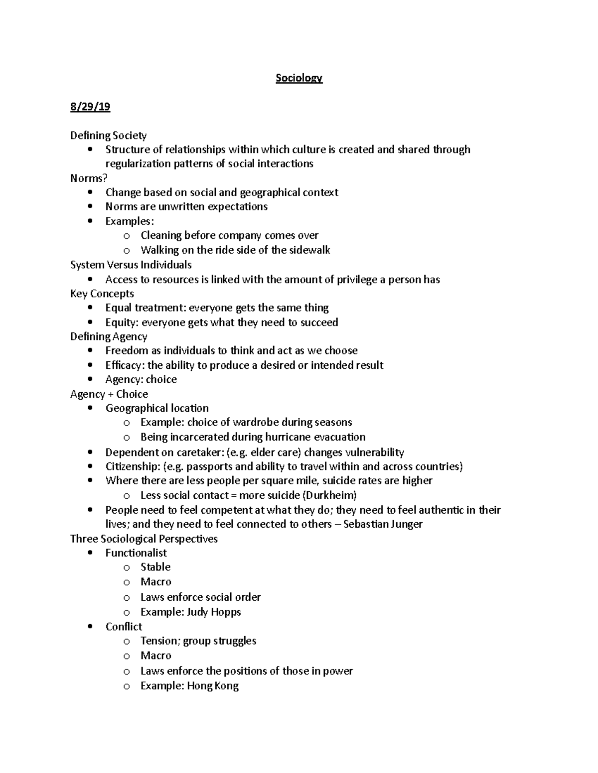 Weeks 1 and 2 SOC 201 - Sociology 8/29/ Defining Society Structure of relationships within which ...