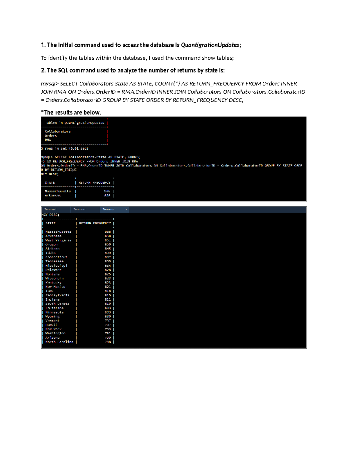DAD 220 Project Two - Quiz - The initial command used to access the ...