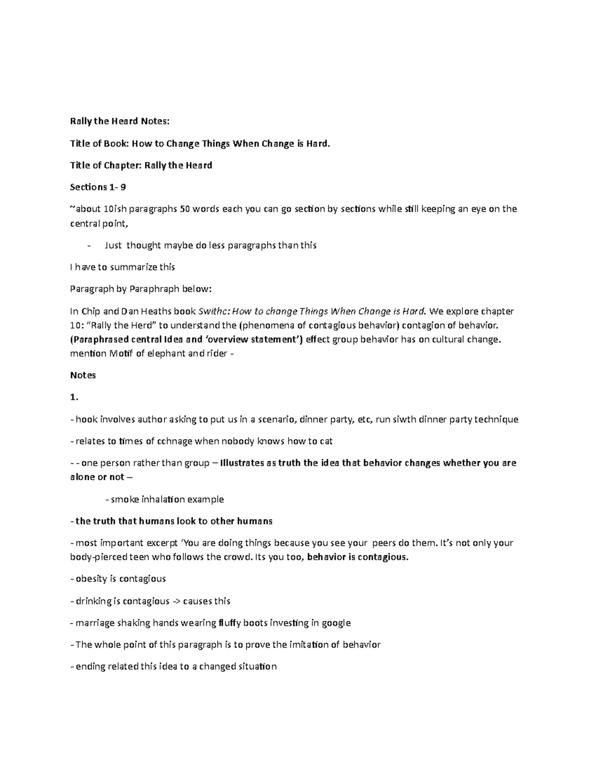 Detailed notes paragrpah by paragrpah for Rally the Heard - Rally the ...