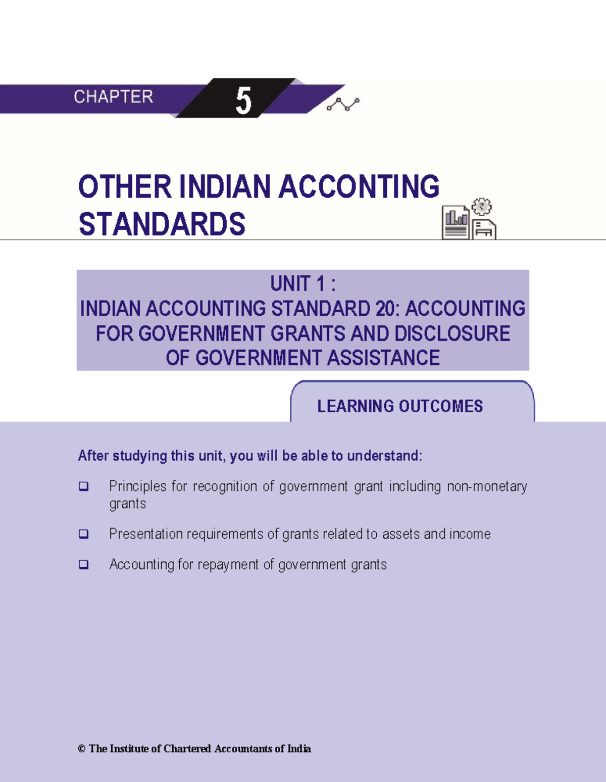 Chapter 5 Unit 1 Ind AS 20 - 5 OTHER INDIAN ACCONTING STANDARDS UNIT 1 ...