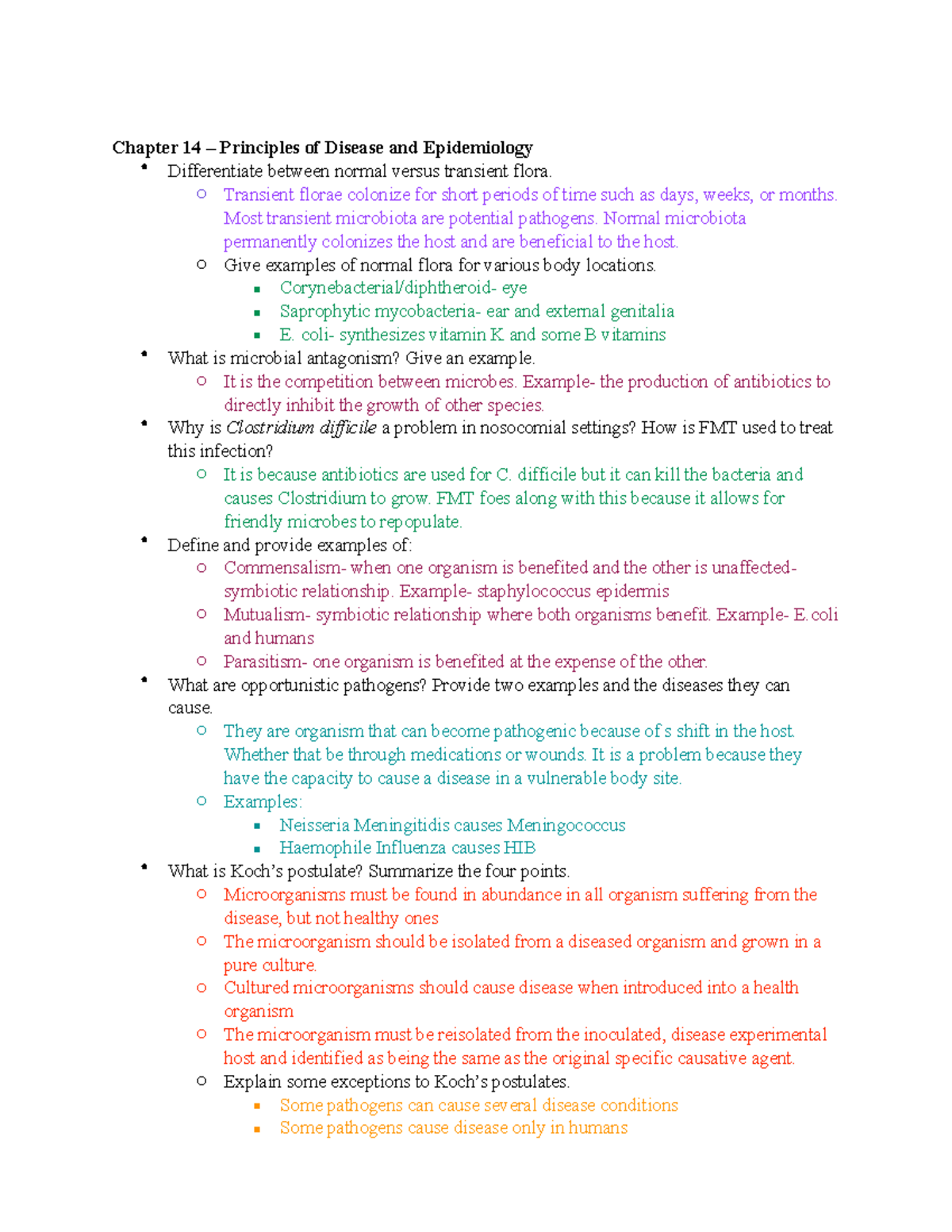short story ch 14 - Chapter 14 – Principles of Disease and Epidemiology - Differentiate between ...