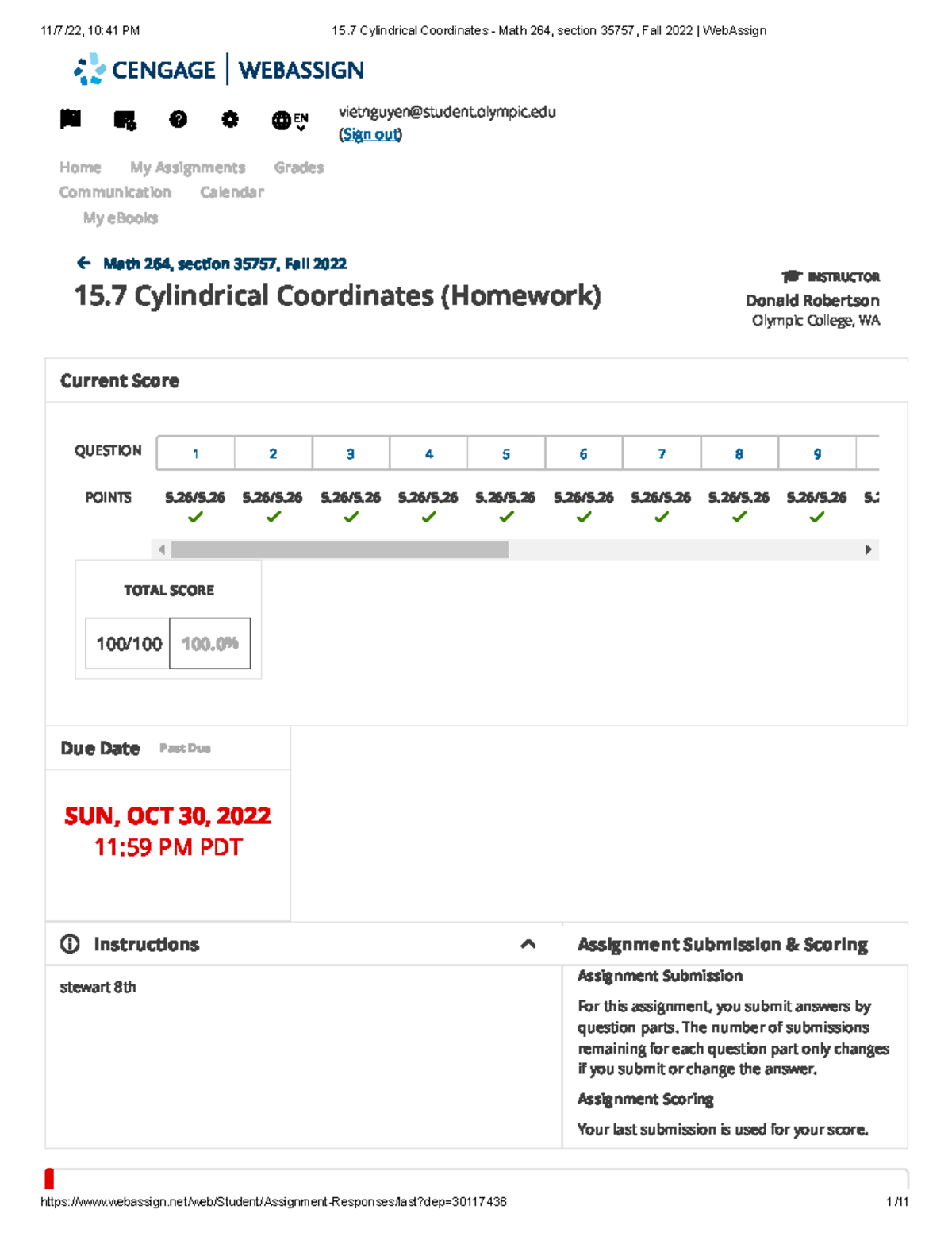 15.7 Cylindrical Coordinates - Math 264, section 35757, Fall 2022 Web ...