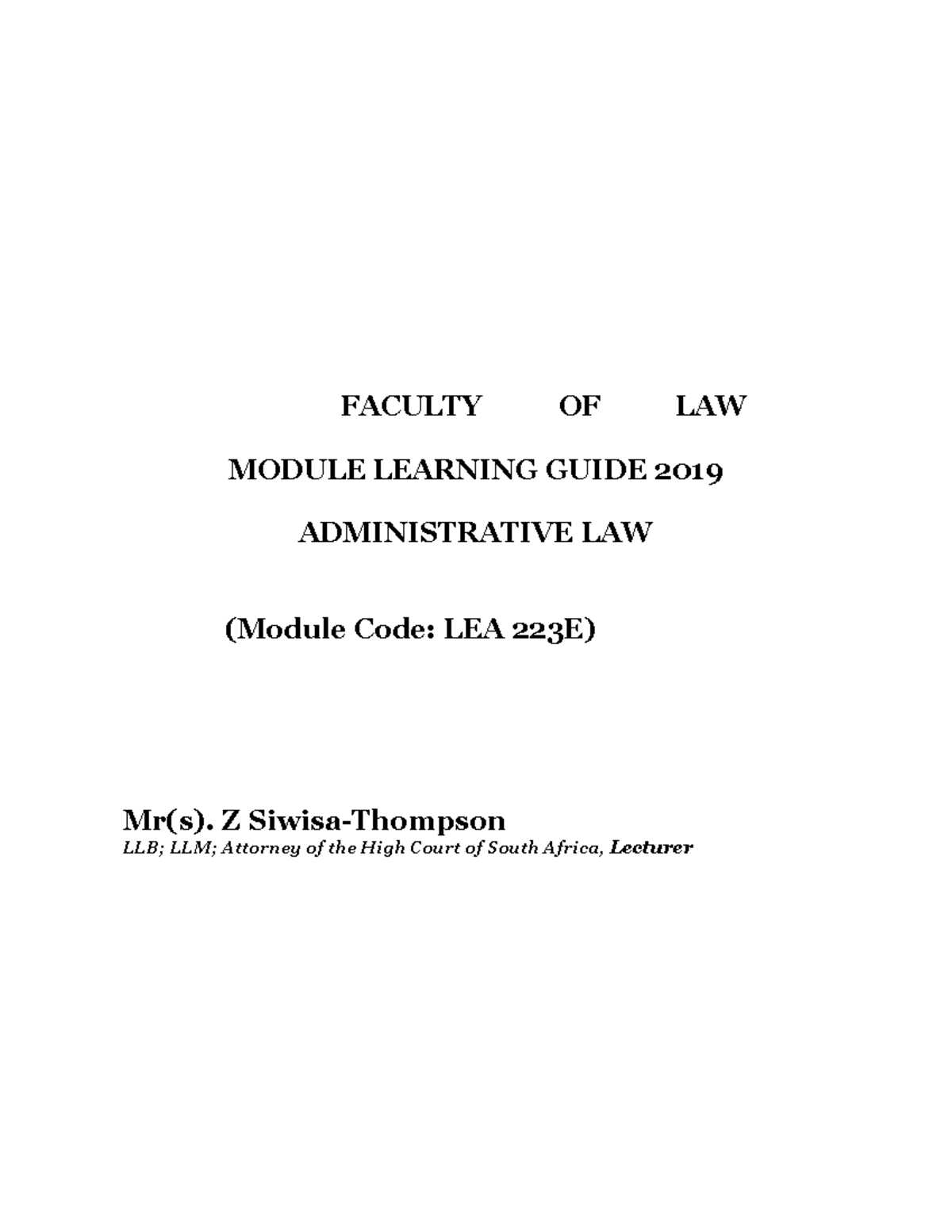 08.07.2019 Administrative LAW Module Learning Guide 2019 - FACULTY OF ...