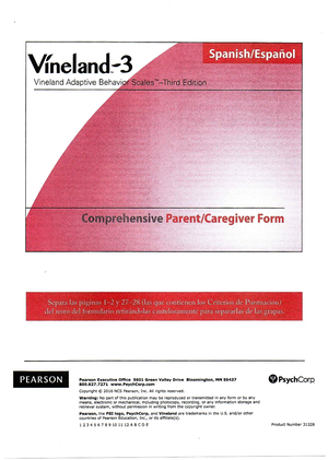 Manual - Español Vineland III - Manual en Español Tabla de contenido VINELAND ADAPTIVE BEHAVIOR ...