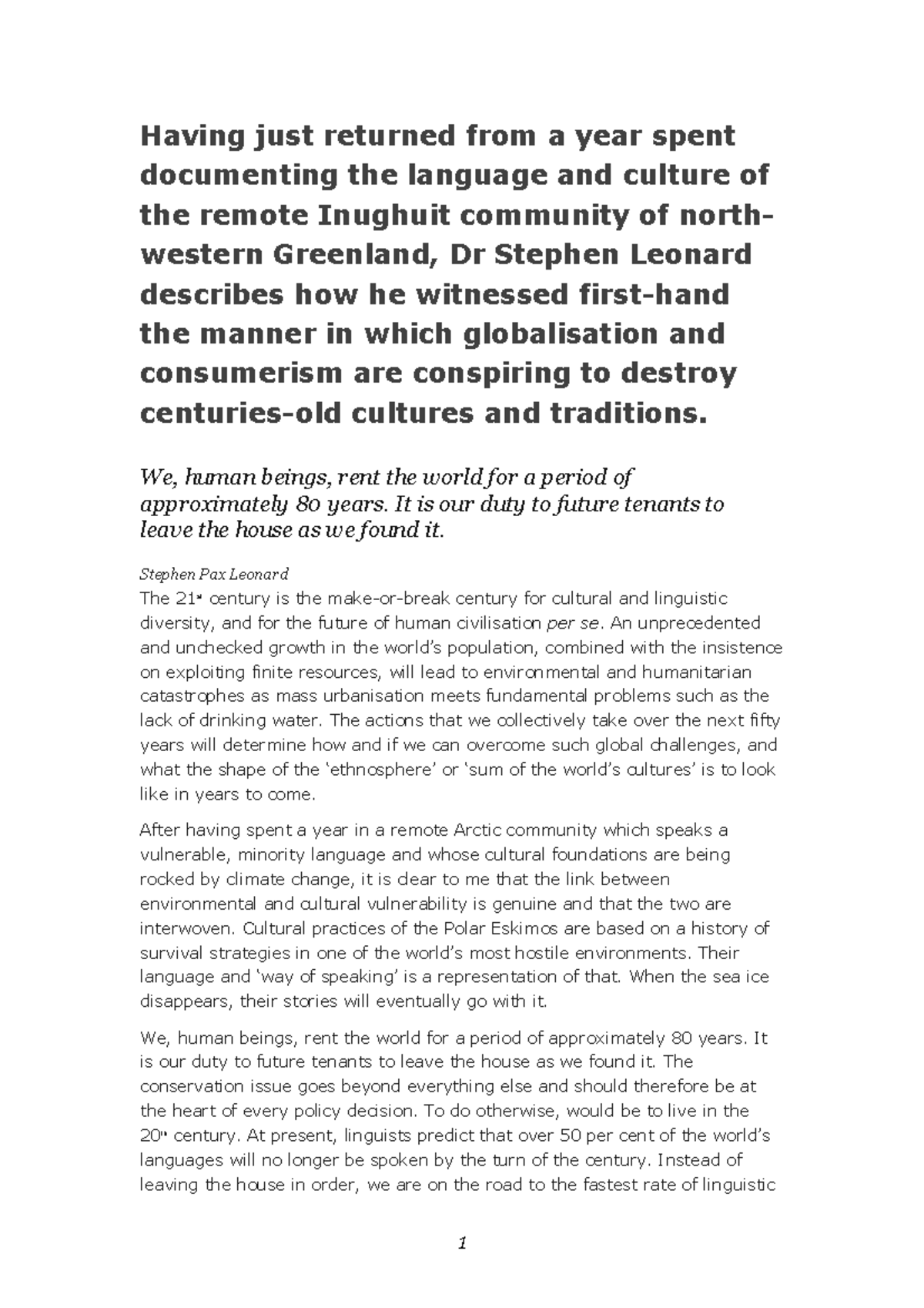 Deathby Monoculture - The pdf version of globalization - Having just ...