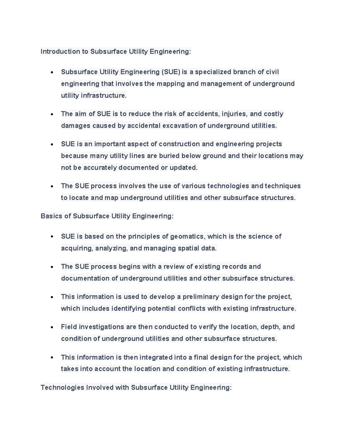 CVL 352 L12 - Lecture Summary - Introduction to Subsurface Utility ...