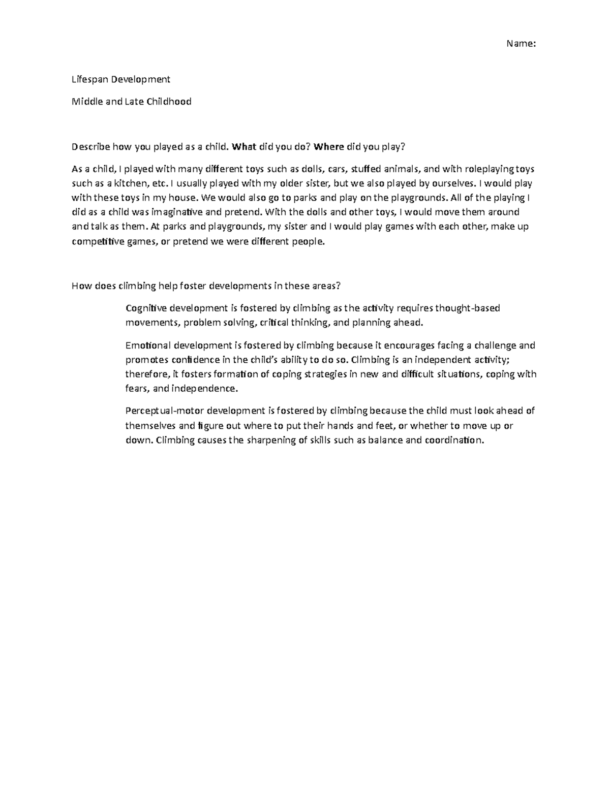 Worksheet - Mid-late childhood - social - Fall 2020 - Name: Lifespan ...
