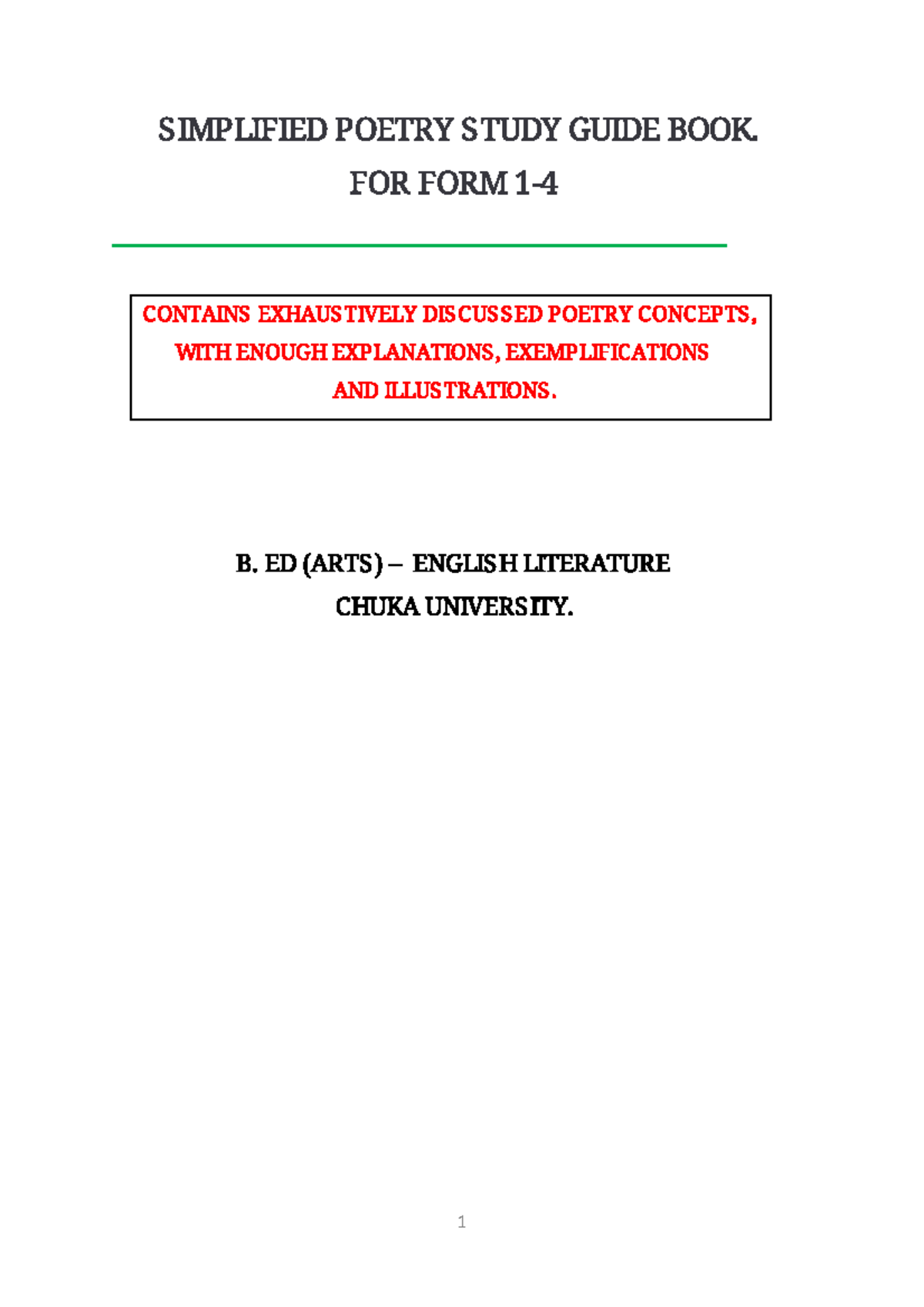 Simplified poetry study guide book - SIMPLIFIEDPOETRYSTUDYGUIDEBOOK ...