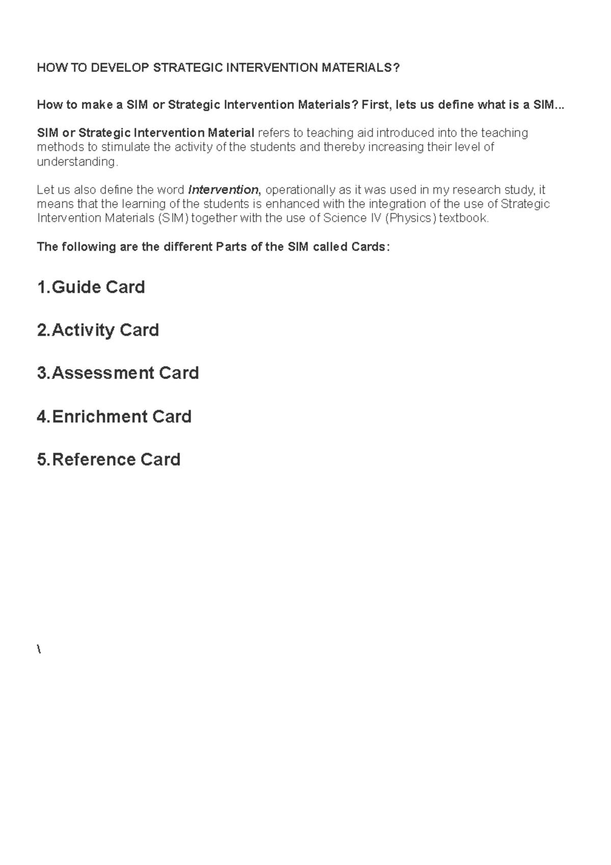 SIM-preview - How to make a sim - HOW TO DEVELOP STRATEGIC INTERVENTION ...