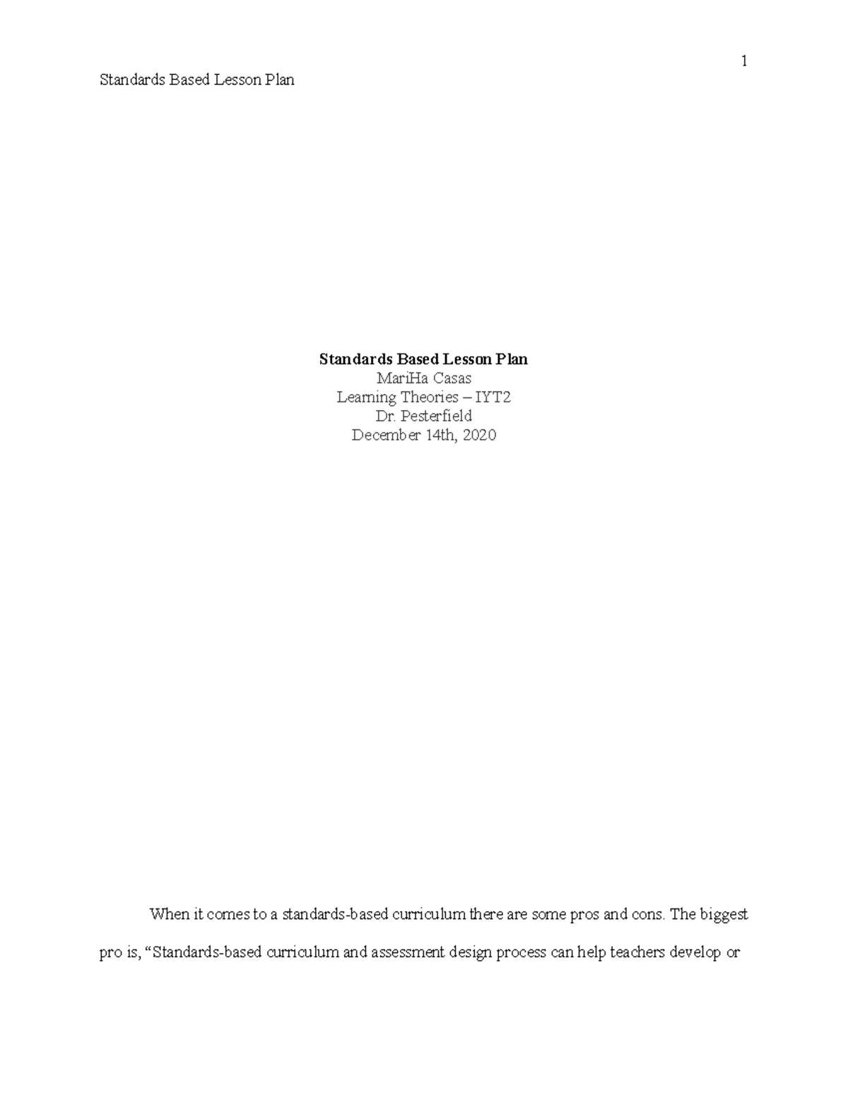 Standards Based Lesson Plan - Standards Based Lesson Plan Standards ...