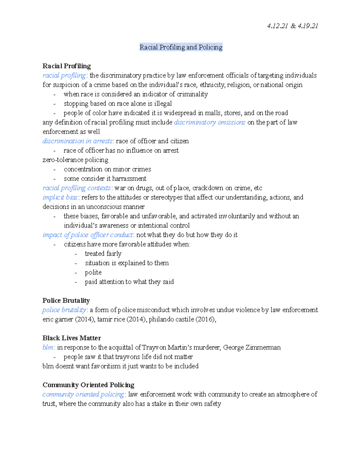 Racial Profiling - 4.12 & 4. Racial Profiling and Policing Racial ...