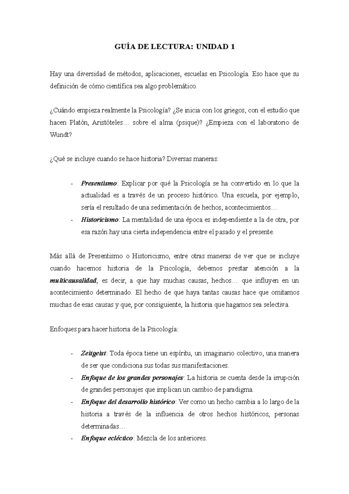 Guía de Lectura Unidad 1 - GUÍA DE LECTURA: UNIDAD 1 Hay una diversidad ...