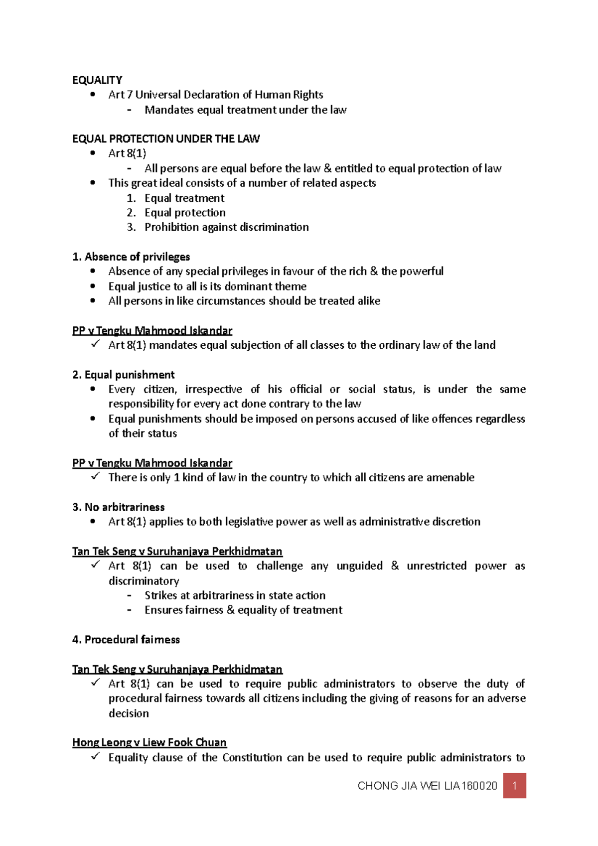 ART 8 - EQUALITY Art 7 Universal Declaration of Human Rights Mandates ...