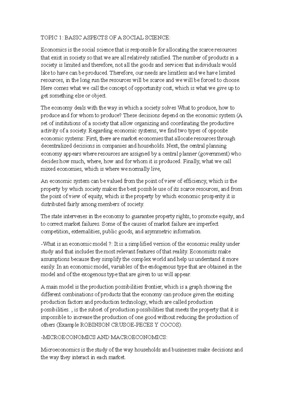 Lesson 13 History of Economic Thought - TOPIC 1: BASIC ASPECTS OF A ...