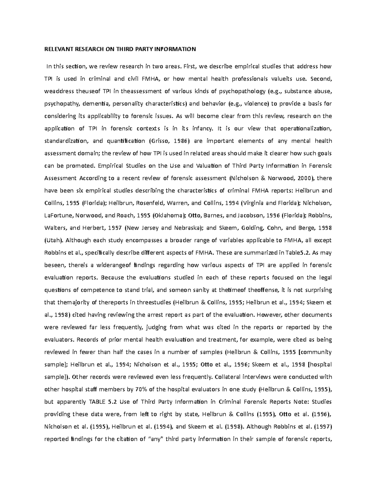 Relevant Research ON Third Party Information - RELEVANT RESEARCH ON ...