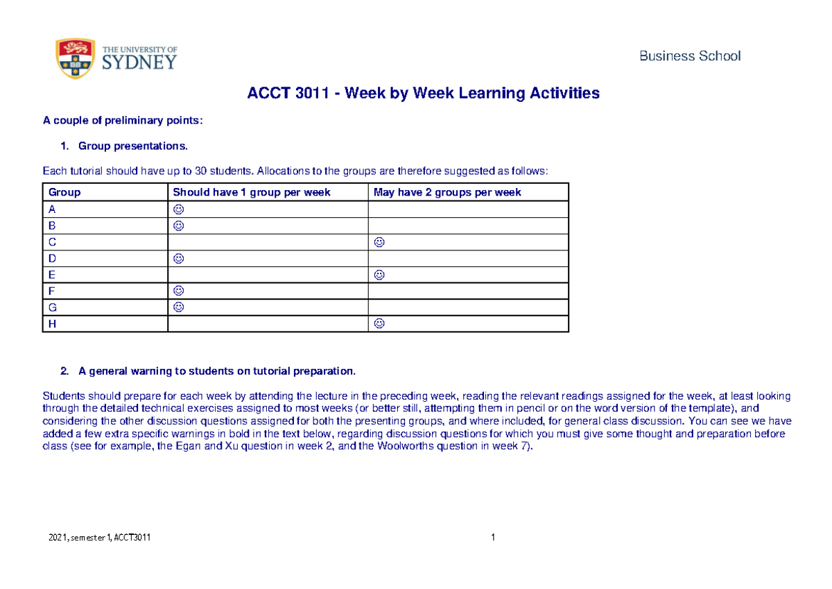 Week by Week Learning Activities-ACCT3011 Sem 1 2021-2 - ACCT 3011 ...