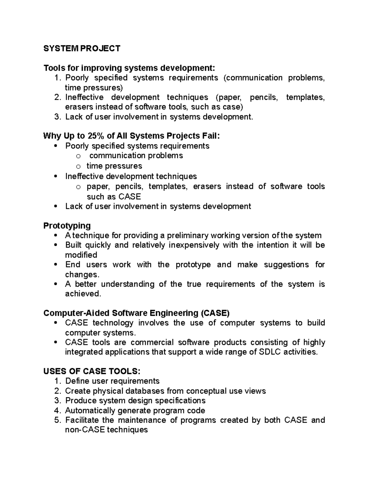 System project - SYSTEM PROJECT Tools for improving systems development ...