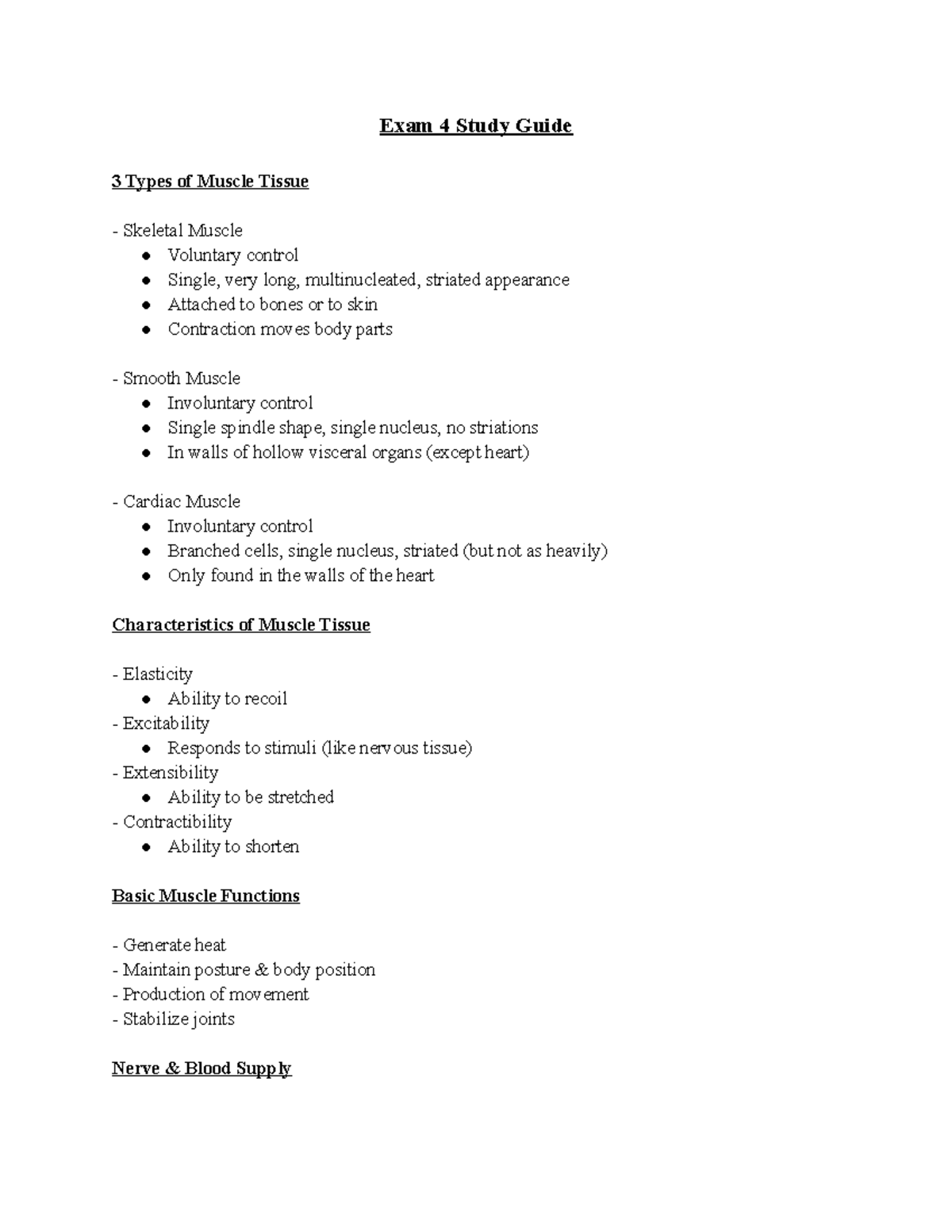 Exam 4 Study Guide - Muscles - Exam 4 Study Guide 3 Types of Muscle ...