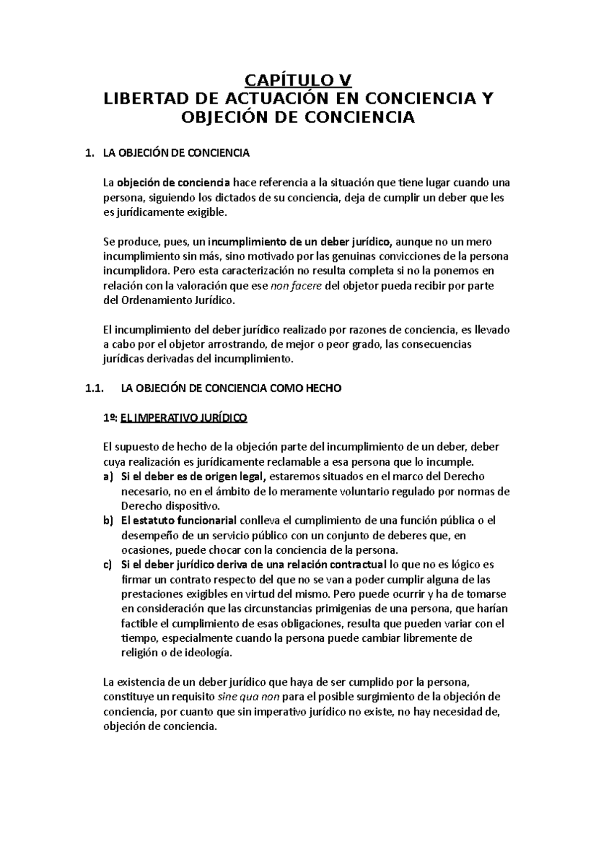 Resumen T - V LIBERTAD DE EN CONCIENCIA Y DE CONCIENCIA 1. LA DE ...