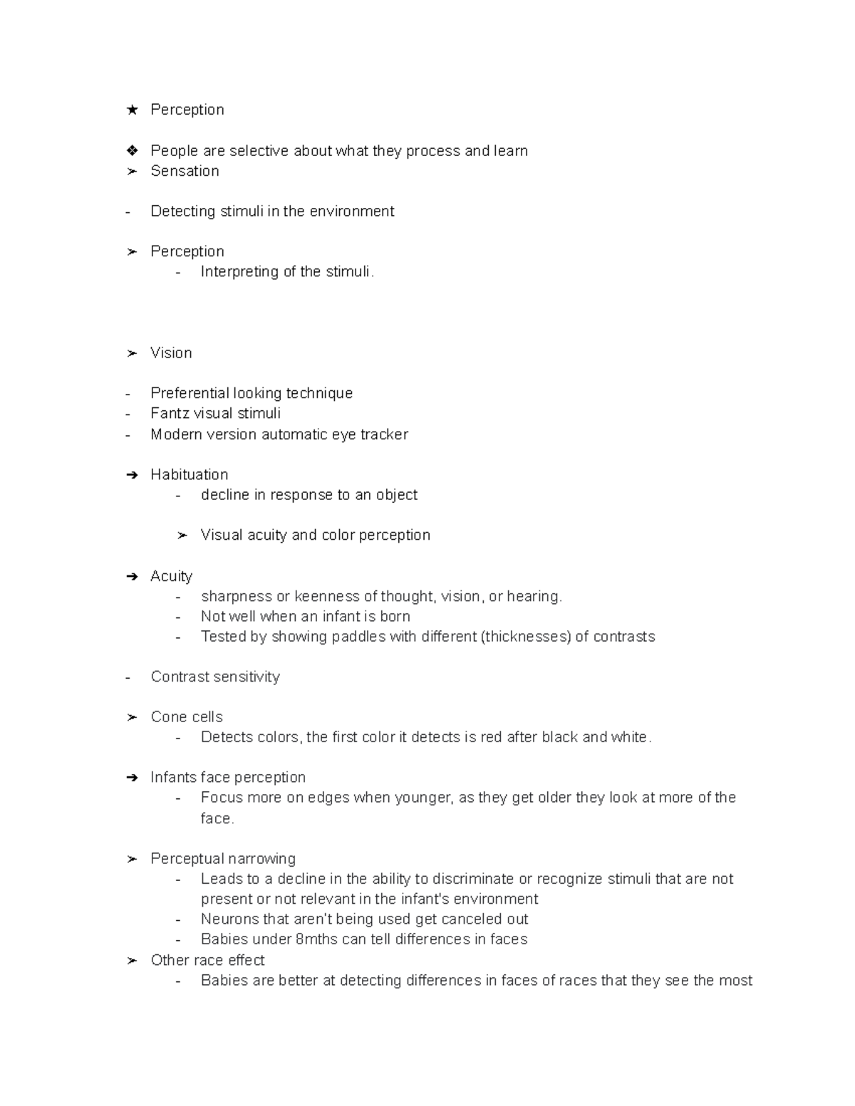Child psych notes chapter 5 - perception, action, and learning in ...