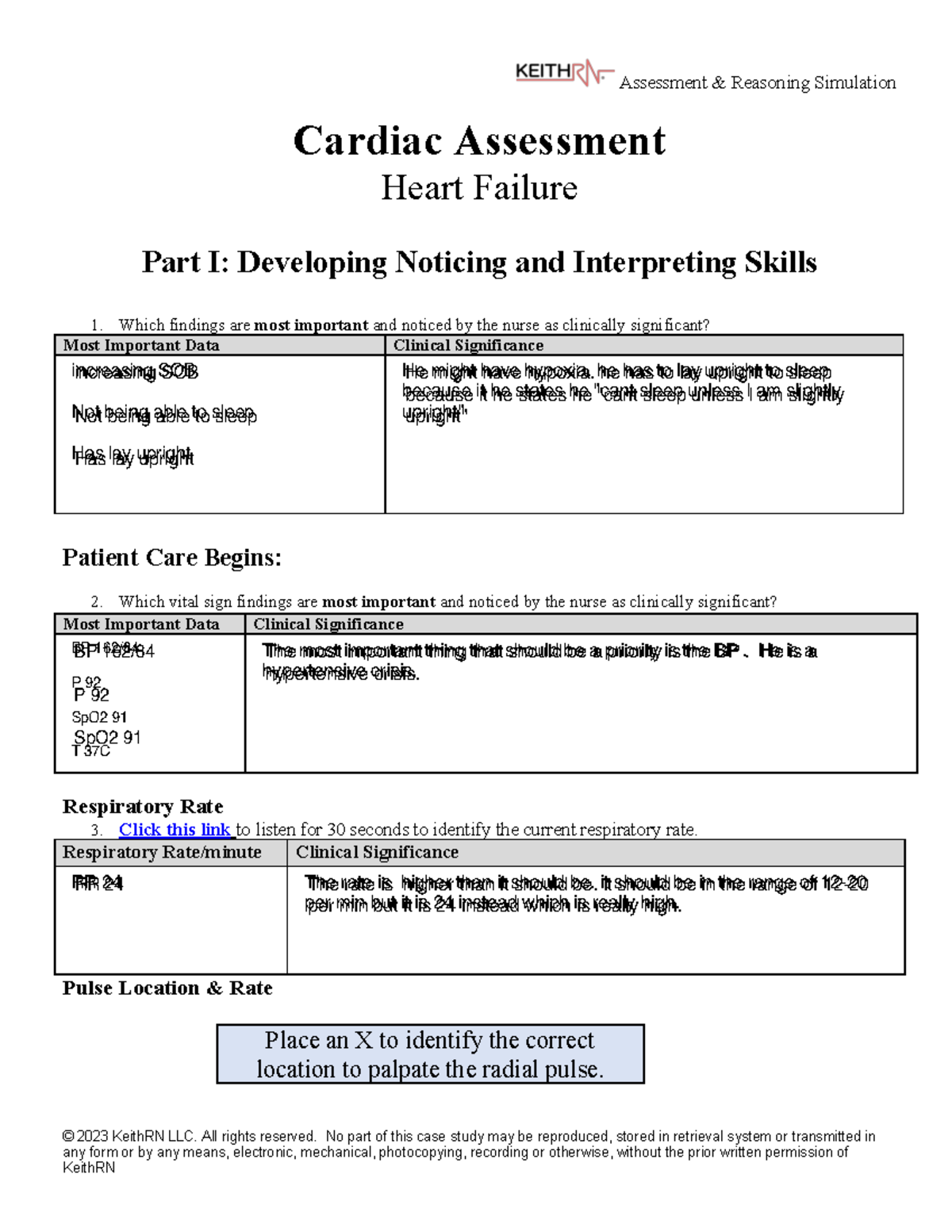 2-23+ Template-Cardiac+Assessment 2 - © 2023 KeithRN LLC. All rights reserved. No part of this ...