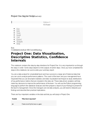 Project one Assignment - MAT 243 Project One Summary Report Sharon ...