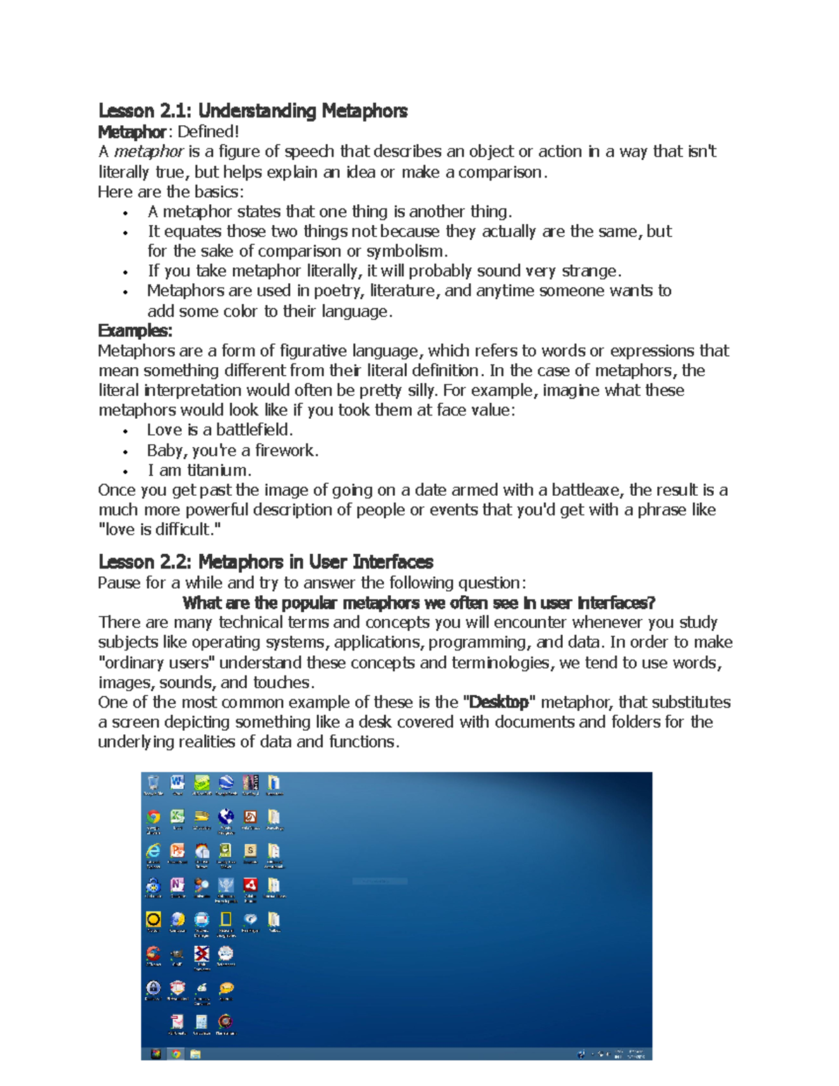 Metaphors and User Interfaces - Lesson 2. 1 : Understanding Metaphors ...