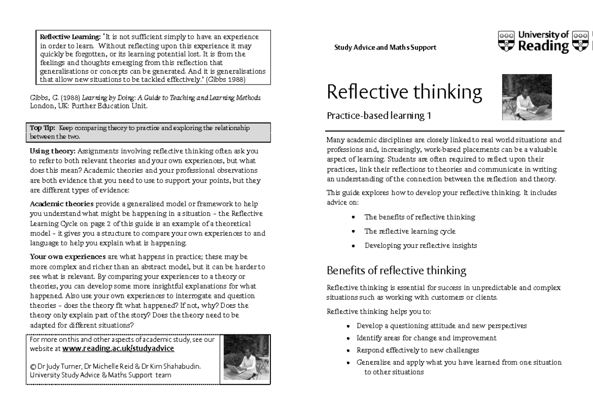 A5 Practice-based learning 1 Reflective Thinking - Reflective Learning ...