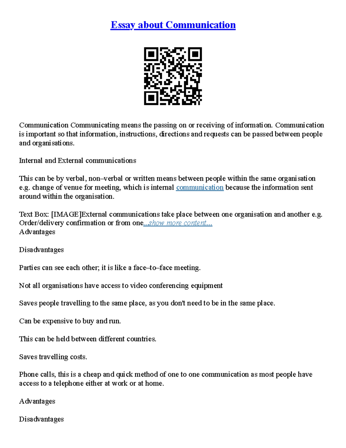 Essays On Communication - Essay about Communication Communication ...