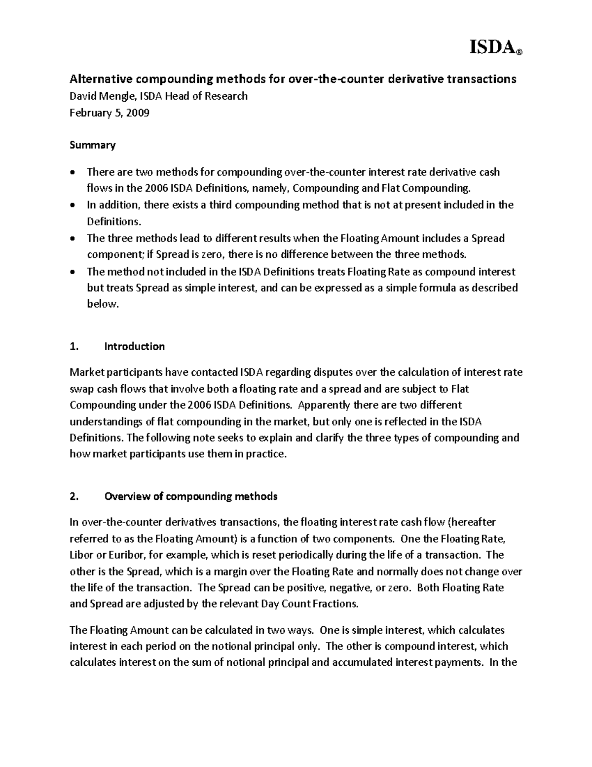 Isda-compounding-memo - ISDA ® Alternative compounding methods for over ...