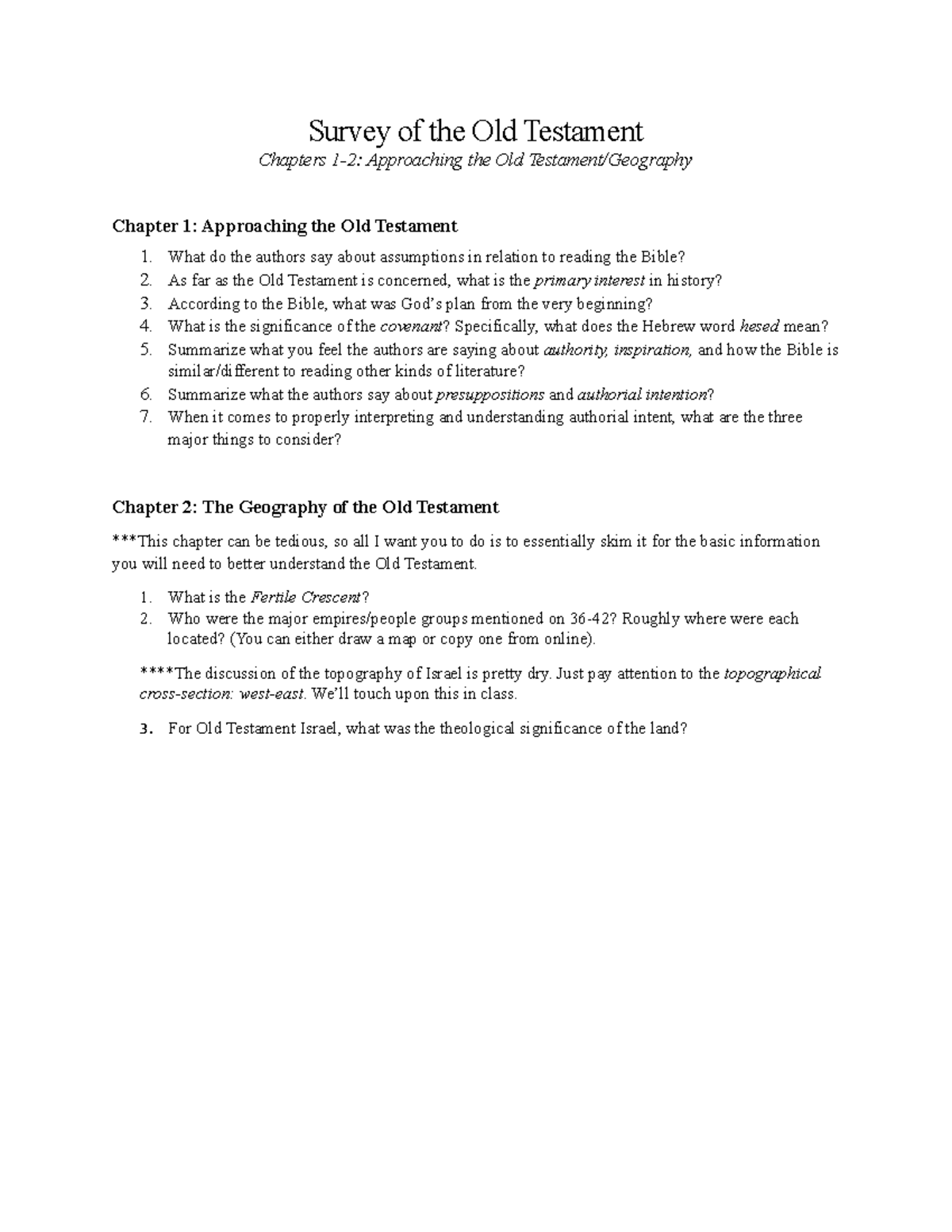 Chapters 1-2 Approaching Geography - Survey of the Old Testament ...
