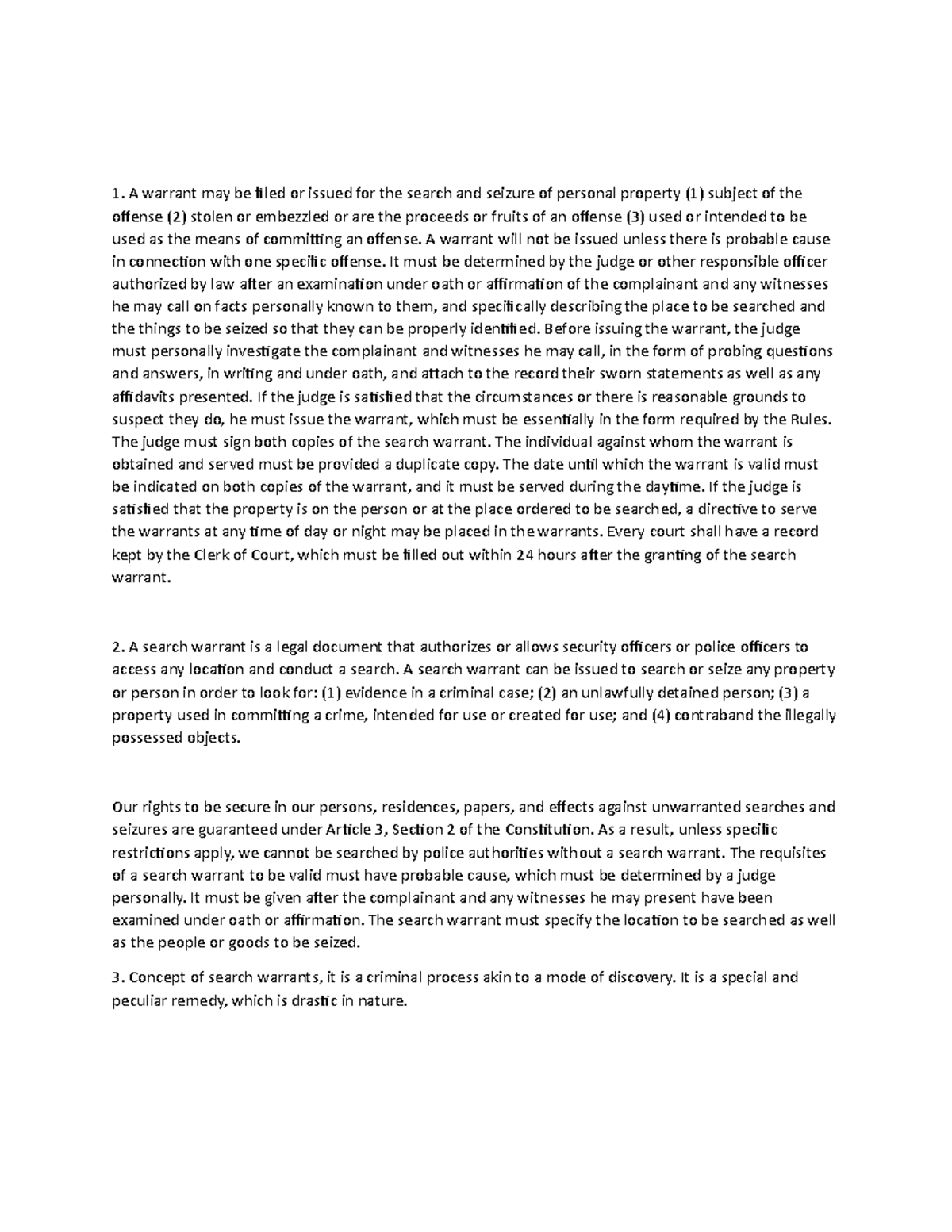 Search Warrant a legal document - A warrant may be filed or issued for ...