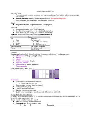 term test 2 review - Lecture 7 Soft Tissue Assessment !!! Important ...