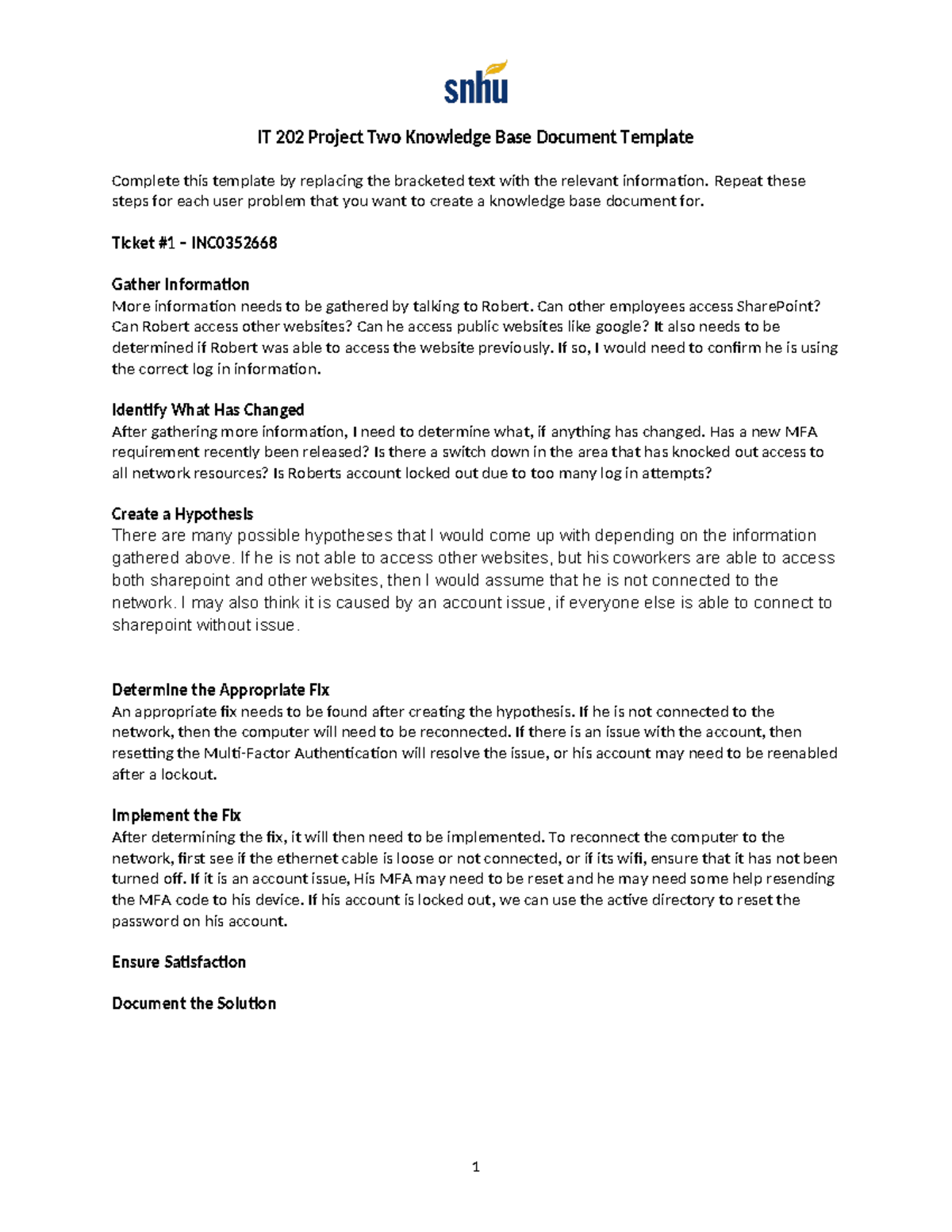 IT 202 Project Two Milestone - IT 202 Project Two Knowledge Base ...