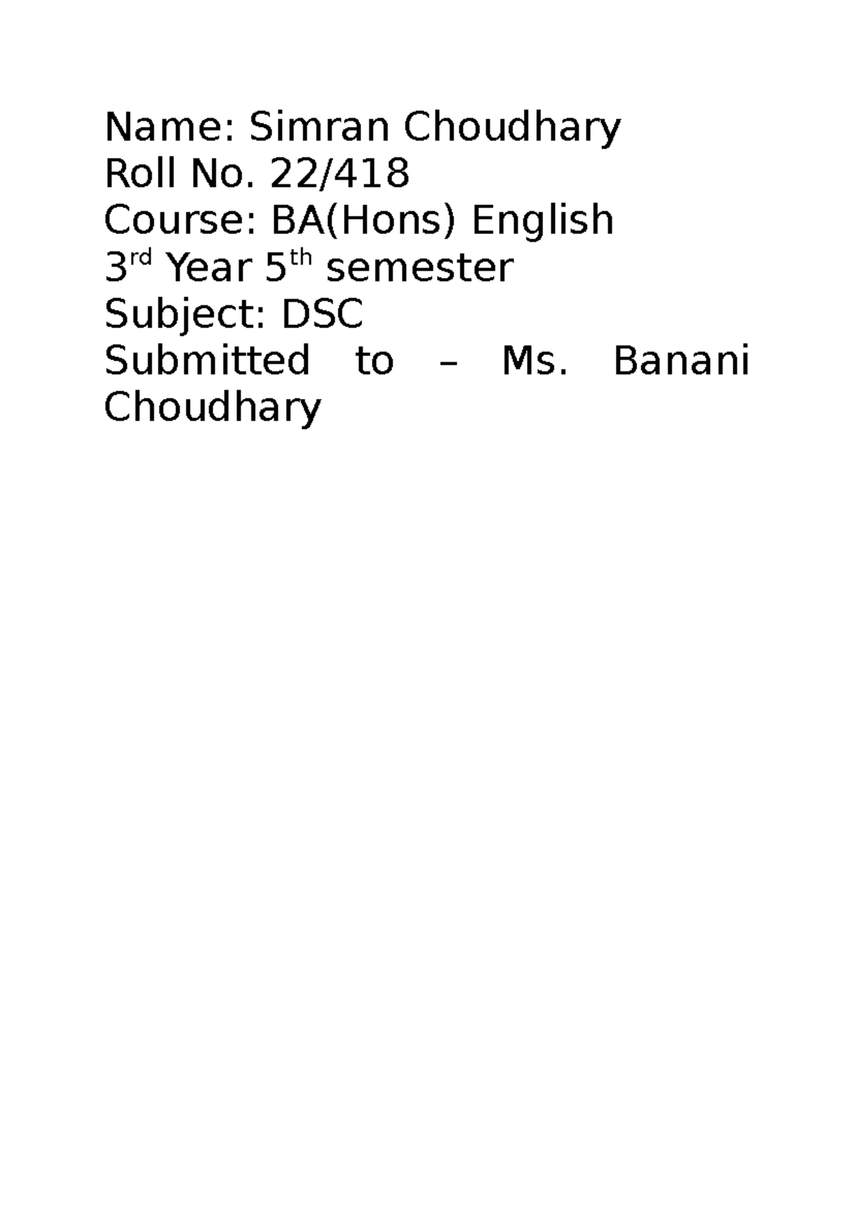 Discussion on Rudali womens - Name: Simran Choudhary Roll No. 22 ...