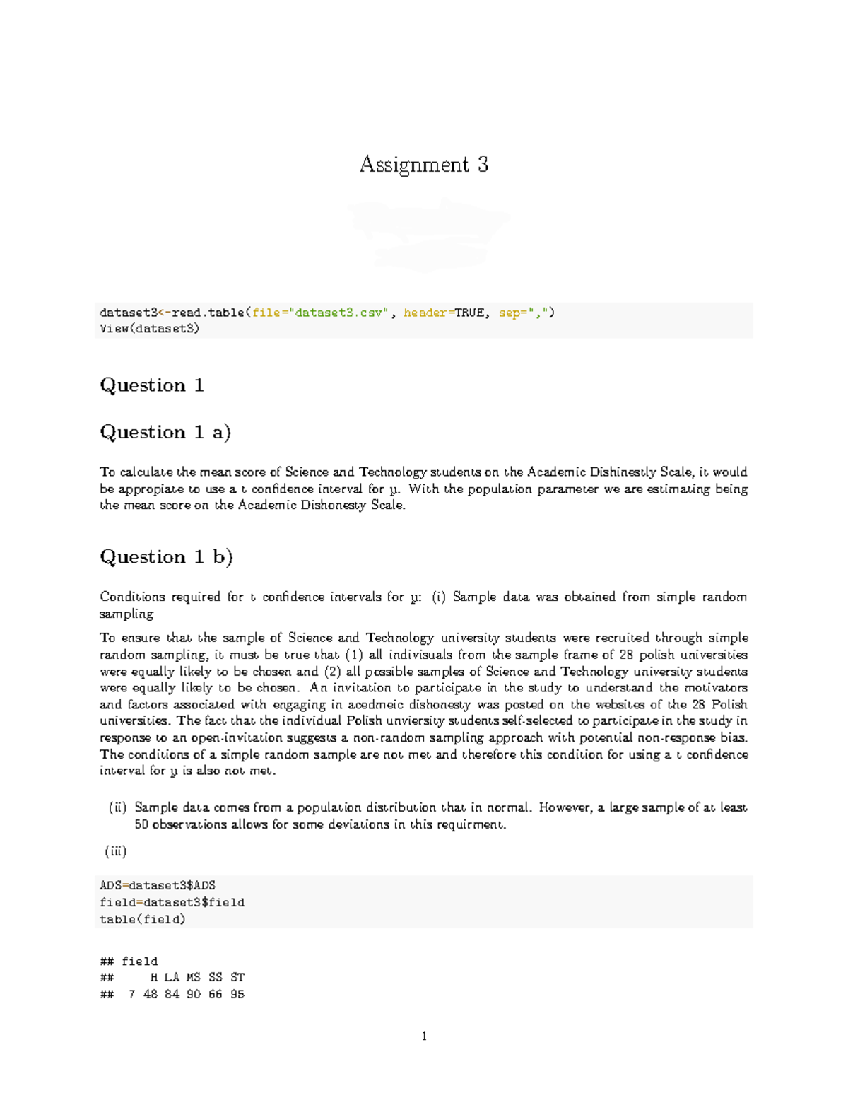 Assignment 3- Analysis and Conclusion - Assignment 3 Emma Hendriksen 26 ...