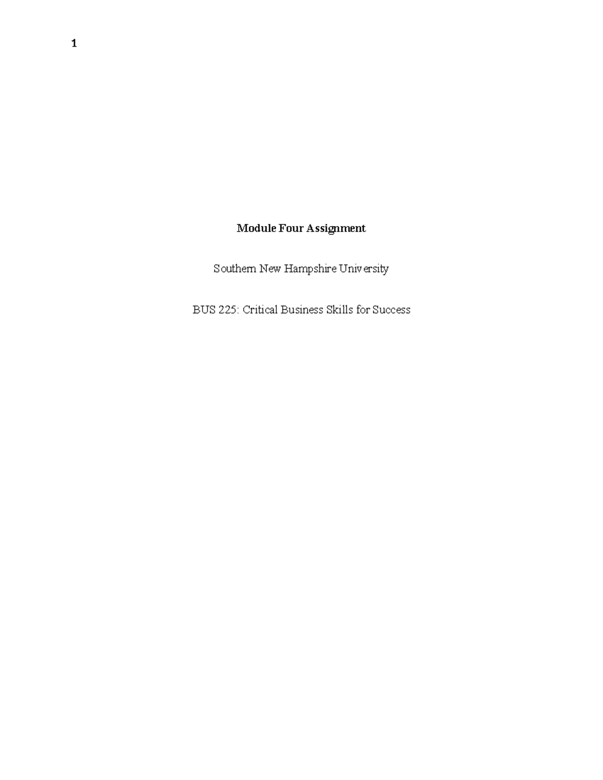 BUS225 Module Four Assignment - Module Four Assignment Southern New ...