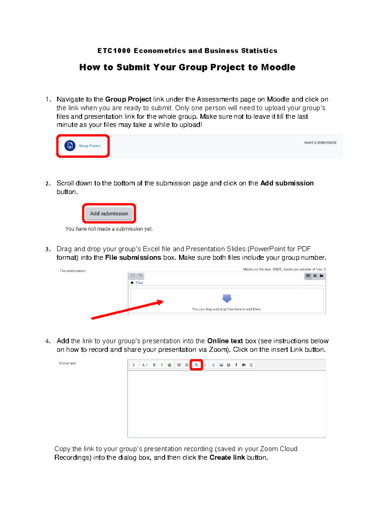 How to Submit Group Presentation - ETC1000 Econometrics and Business ...