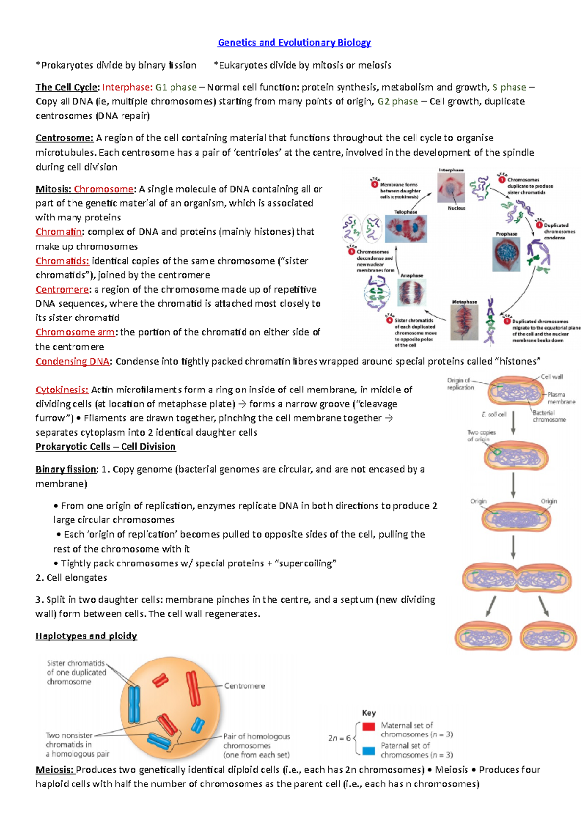 Genetics and Evolutionary Biology Module 1 - Genetics and Evolutionary ...