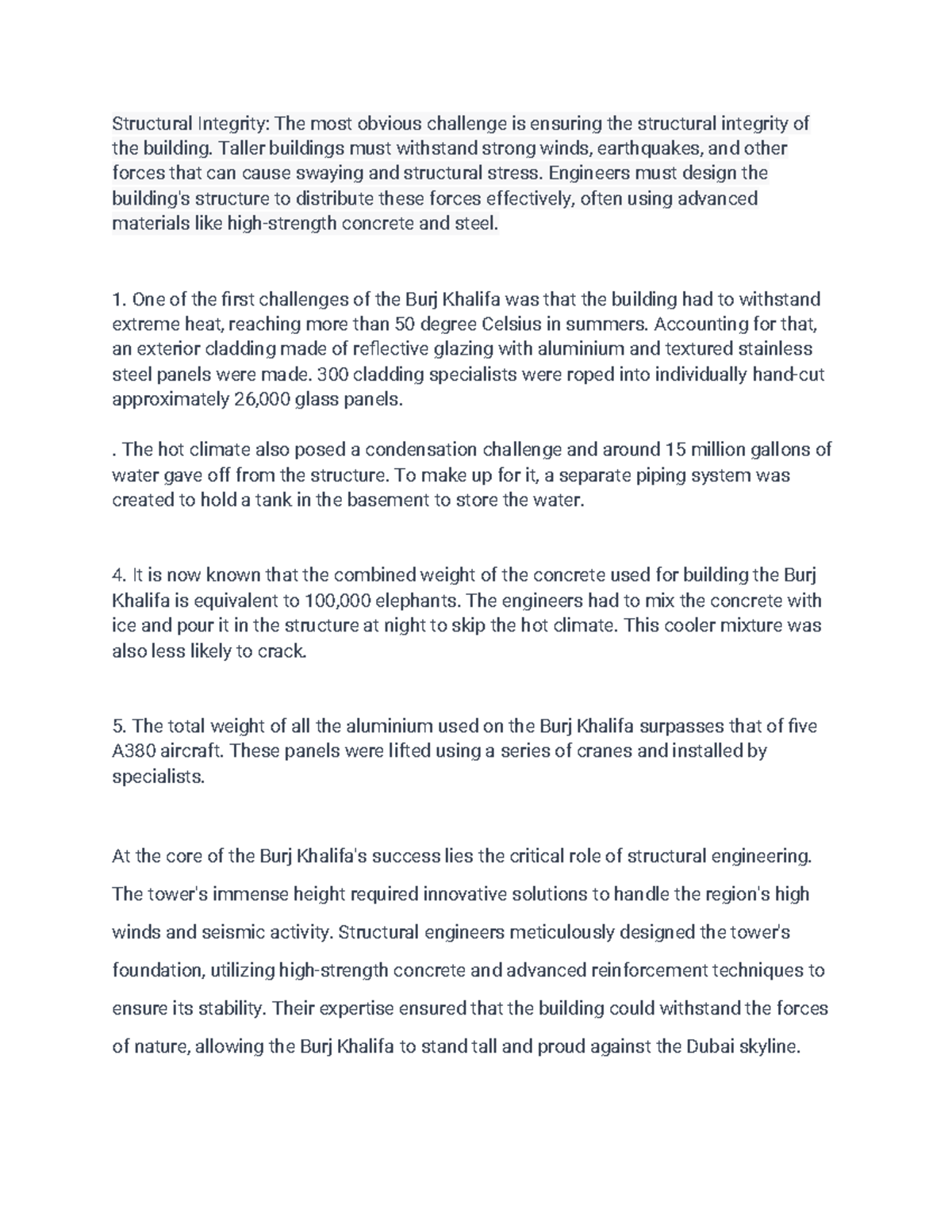 Data for structural challenges - Structural Integrity: The most obvious ...