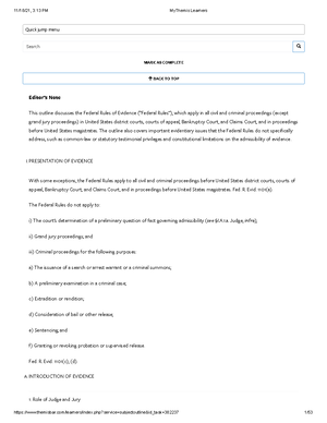 Evidence - Lewis - Outline for final - EVIDENCE RELEVANCY FRE 401 ...