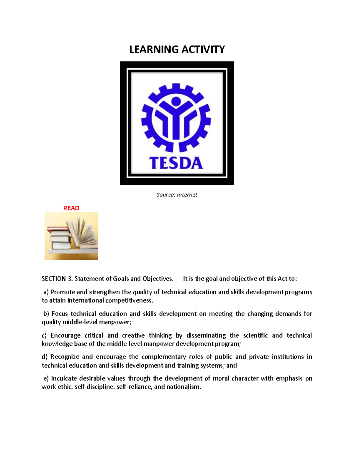 Learning-Activity- Tesda-June-25-2022-Reorganization - Dizon - LEARNING ...
