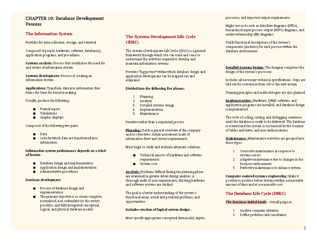 INF 3703 - Chapter 10 Database Development Process - INF3707 - Unisa - Studocu