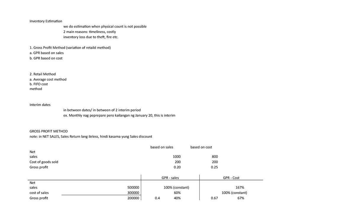 Inventory Estimation lecture notes - Inventory Estimation we do ...