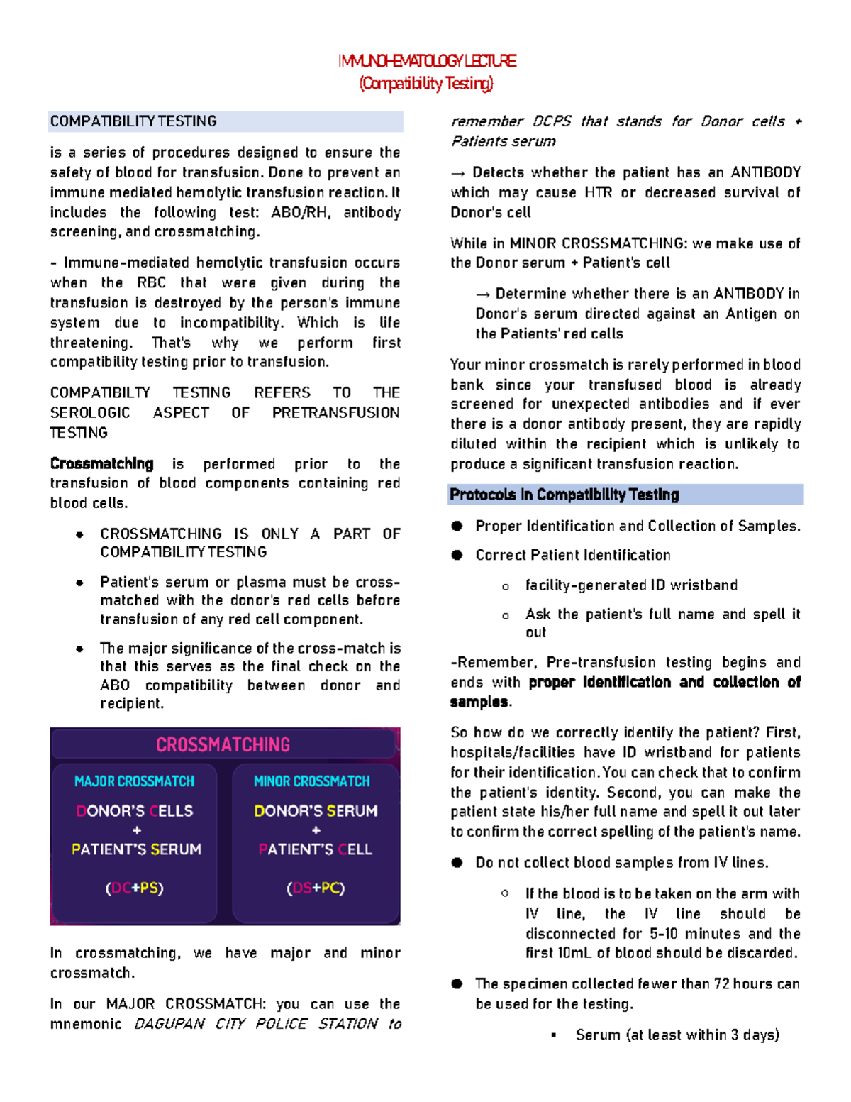 blood banking - bb lab - (Compatibility Testing) COMPATIBILITY TESTING ...