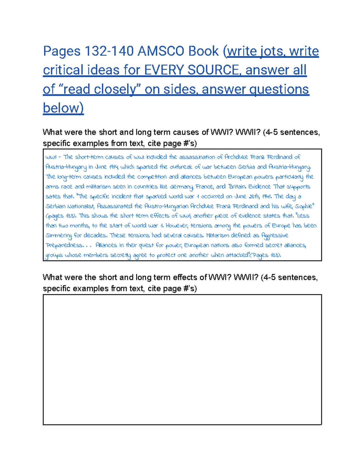 Caleb Kessie - HW: Amsco Pages 132-140 - Pages 132-140 AMSCO Book ...