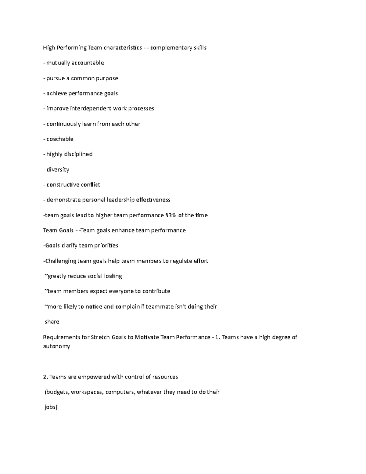 BUSA 2100 - BUSA 2100 - High Performing Team characteristics ...