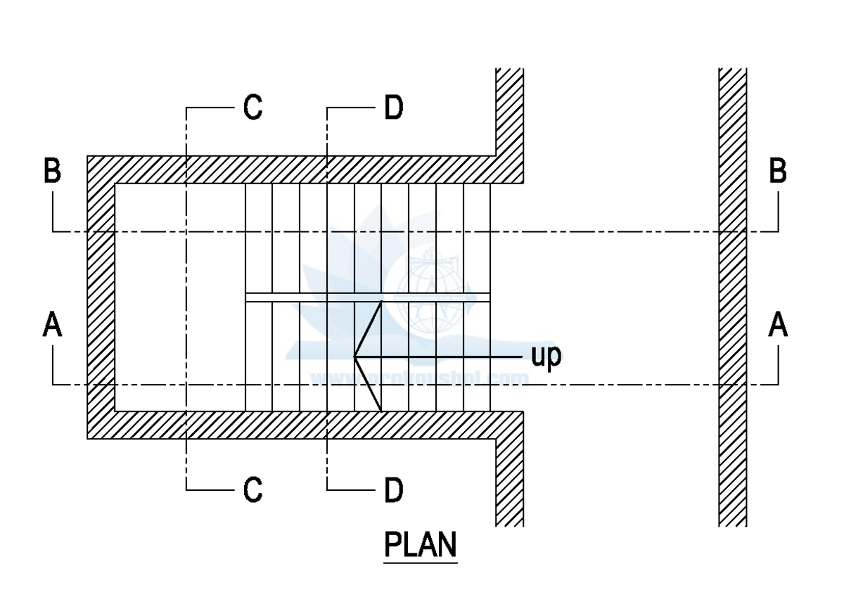 Stair Plan & Sections - Engineering Drawing - C D B B A A up C D PLAN C ...